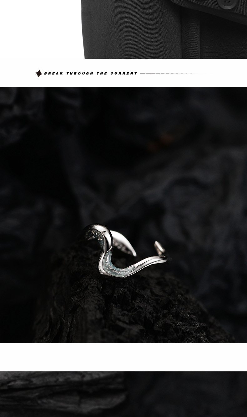 J1321 冰蓝滴胶异域蛇形戒指女不掉色S925纯银高级感饰品批发原创-阿里巴巴