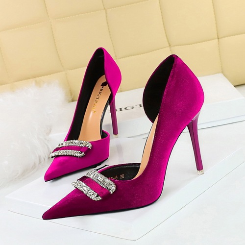 1363-K76 Banquet High Heels Women's Shoes Thickened Suede Shallow Mouth ...
