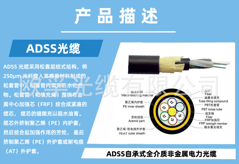 光缆16芯 ADSS-96B1-100M-PE/AT 全电力非金属自介质承式adss光缆-阿里巴巴