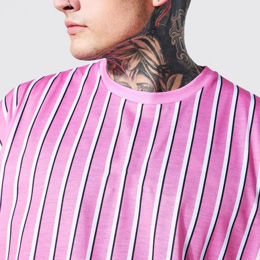 2024新款厂家 跨境3DT恤 休闲 男装T恤 短袖3D印花T恤 简约条纹-阿里巴巴