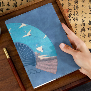 国风瑞鹤图a5笔记本子定制印logo企业商务宣传国潮皮质记事本批发-阿里巴巴