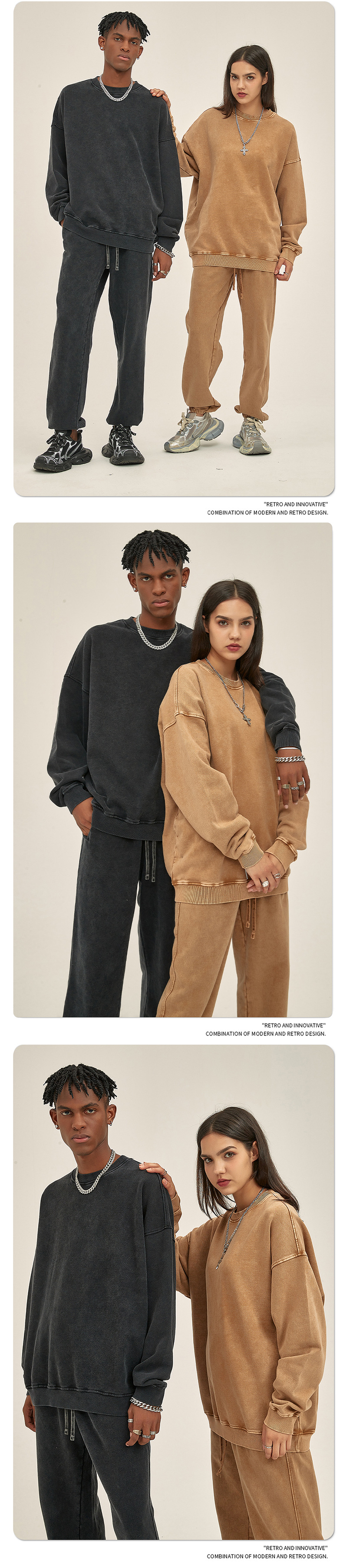 ARTIE男装丨蜡染重磅420g圆领卫衣男 潮牌纯色水洗做旧复古男卫衣-阿里巴巴