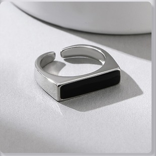 定制长方形戒指简约时尚滴胶几何形指环个性痞帅街头潮流食指戒男-阿里巴巴