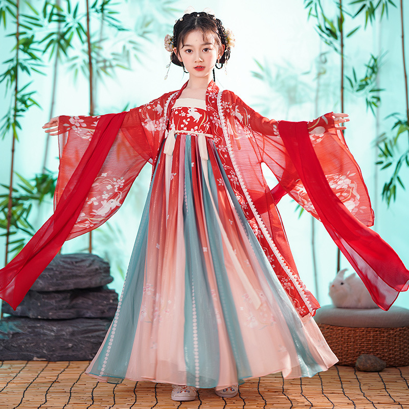 Girls hanfu children Chinese princess cosplay skirts ancient tang suit ...