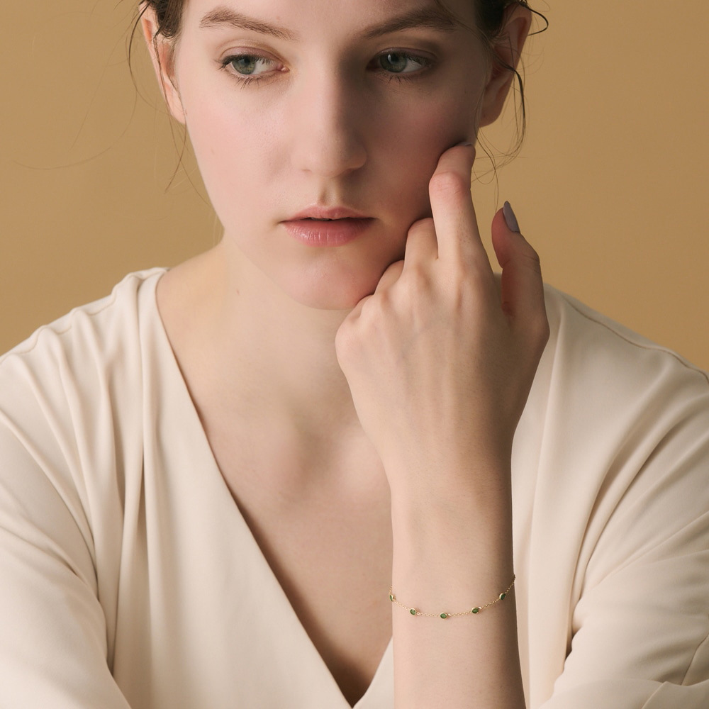 agete五颗宝石圆梦系列925银 天然欧泊 石榴石绿玉髓梦想成真手链-阿里巴巴