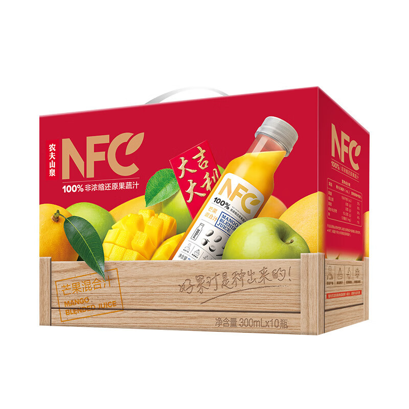 农夫山泉NFC果汁饮料橙汁果汁饮料NFC芒果混合汁300ml*10瓶-阿里巴巴