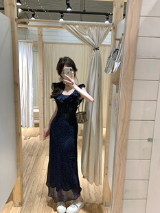 法式爱心小飞袖连衣裙女夏季荷叶边收腰包臀裙子海边度假露背长裙-阿里巴巴
