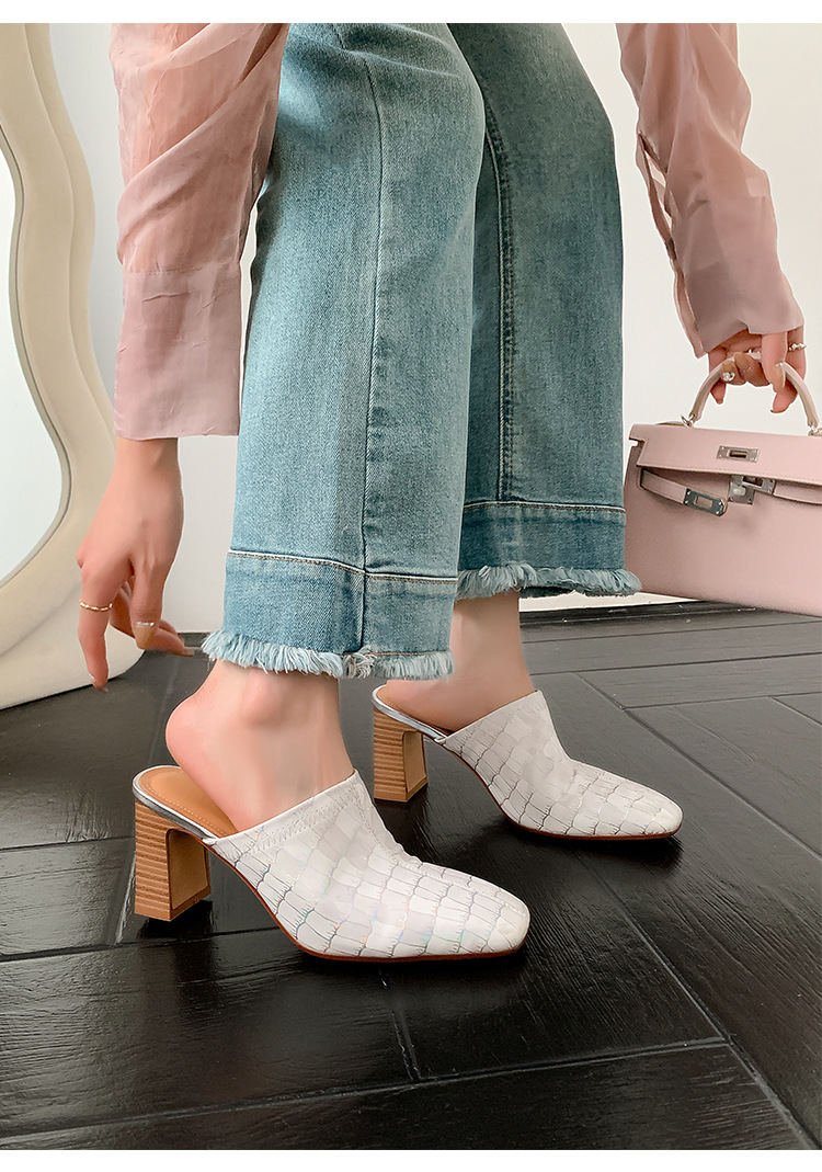 CHIKO Xaviera Square Toe Chunky Heels Clogs/Mules Shoes