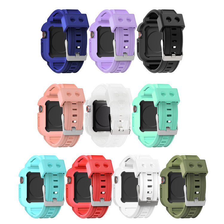 适用于苹果手表iwatch1/2/3/4/5/6/SE代一体表带运动硅胶铠甲腕带-阿里巴巴