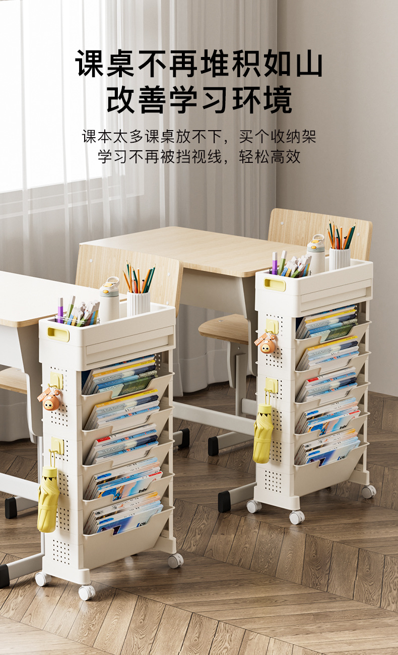 可移动书架落地带轮卧室桌面作业收纳架书房大容量动漫小说置物架-阿里巴巴