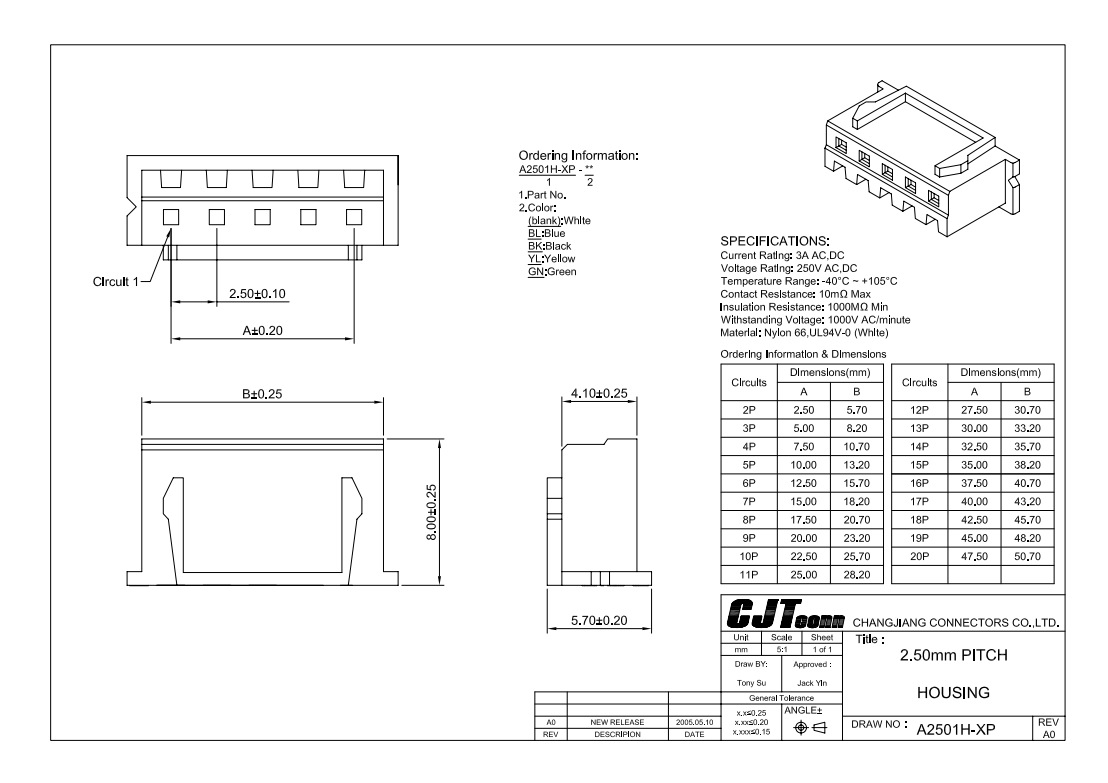 CJT现货A2501H-7P胶壳线对板连接器 工业机械长江连接器-阿里巴巴