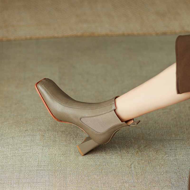 CHIKO Piedad Square Toe Block Heels Ankle Boots