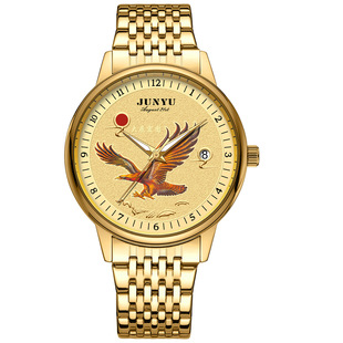 JUNYU手表男士男表夜光新款潮流全自动非机械表金色图腾钢蝴蝶扣-阿里巴巴