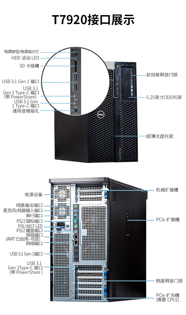 适用戴尔T7920塔式工作站台式机设计师电脑主机GPU深度学习服务器-阿里巴巴