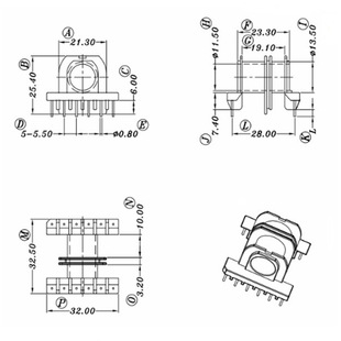 ER34电木骨架EC34骨架BOBBIN卧式双槽6+6EC34变压器骨架+外壳-阿里巴巴