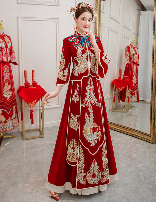 Xiuhe dress wedding party Chinese wedding bridal gown female velvet ...