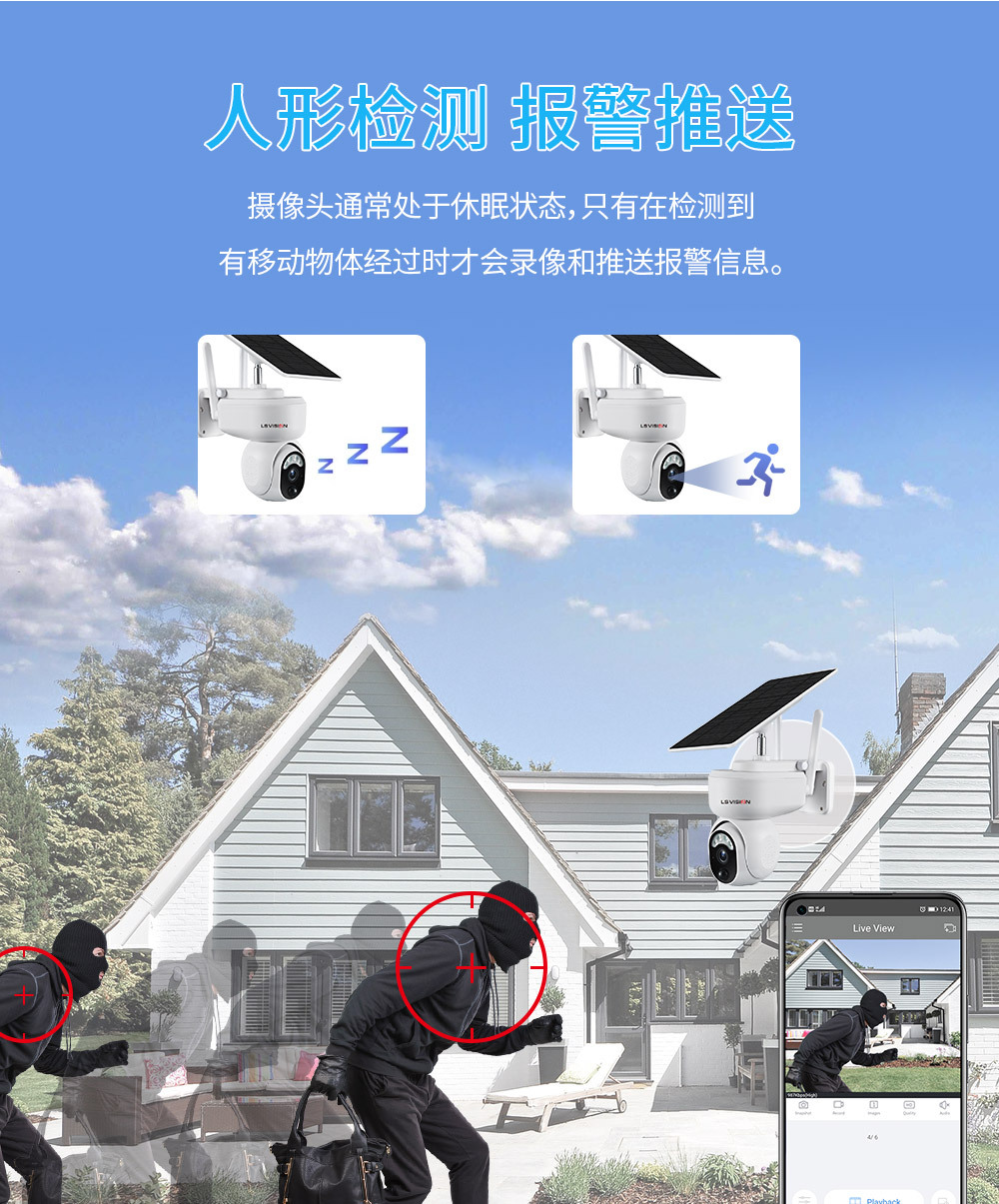 LS VISION Ubox Solar Cameras太阳能监控器4G&WIFI Home Camers-阿里巴巴