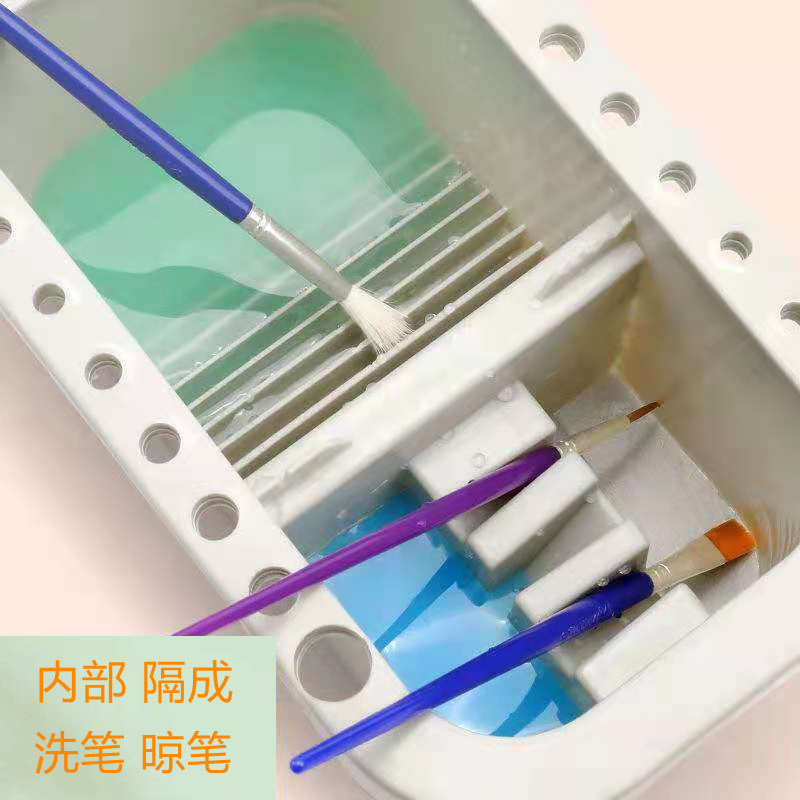 多功能三合一洗笔桶 美术绘画水粉颜料洗笔筒带调色盘画画工具 阿里巴巴