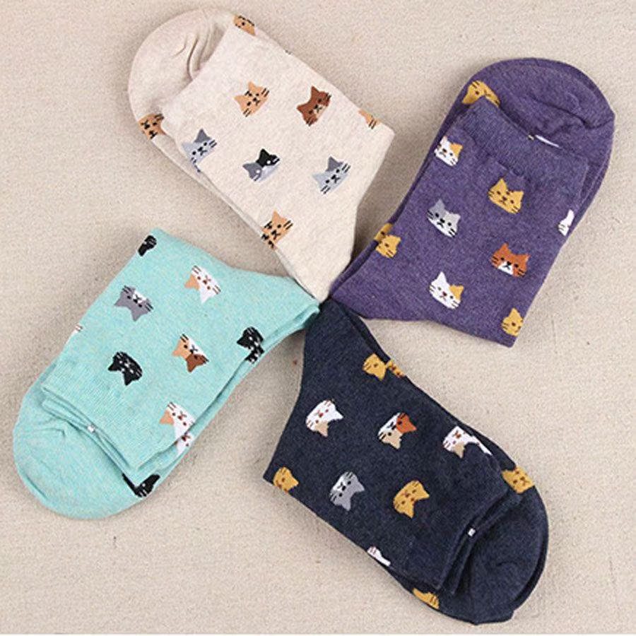 Autumn Women's Socks Cartoon Animal Cute Cat Sock for spring-阿里巴巴