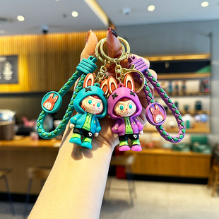 潮萌拉布布钥匙扣新款龅牙仔labubu挂件变装卫衣拉布钥匙链包挂饰-阿里巴巴