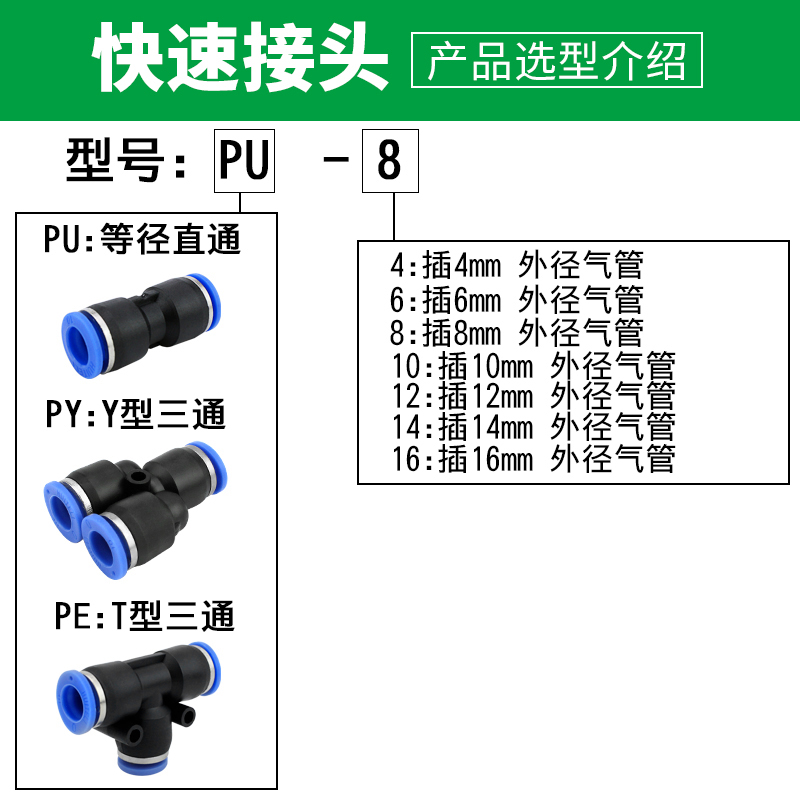 塑料气管接头三通PY4\PE6PU8PG10-12-16高压软管变径直通弯头五通-阿里巴巴