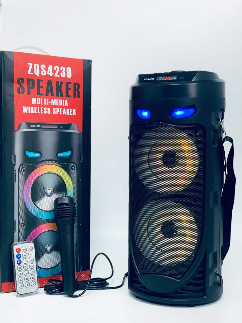 跨境ZQS4239双4寸多功能低音炮便携户外蓝牙音响移动广场K歌音箱-阿里巴巴