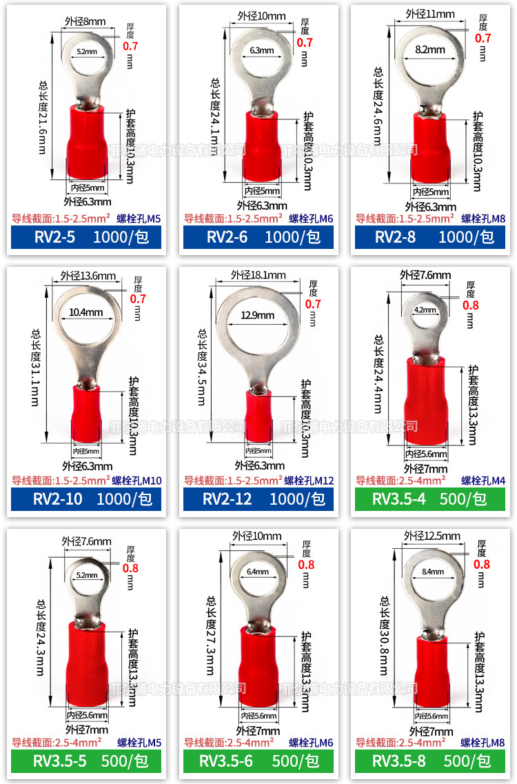厂家欧式RV1.25-3叉型冷压端子 1.25-4 RV2-3 2-4 2-5带绝缘套-阿里巴巴
