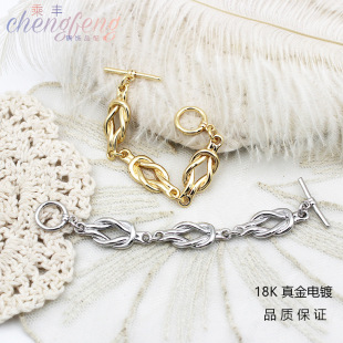 绳结麻花手链项链半成品连接件diy配件连接扣ot扣保色镀18K真金-阿里巴巴