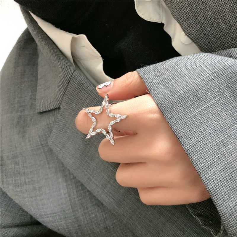 fashion simple diamondstudded fivepointed star ring NHYQ312534