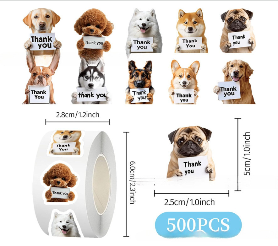 1000pcs Cute Dog & Cat Thank You Stickers跨境专供-阿里巴巴