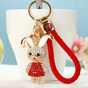 可爱十二生肖合金水钻兔子钥匙扣创意汽车包包挂件金属钥匙链礼品-阿里巴巴