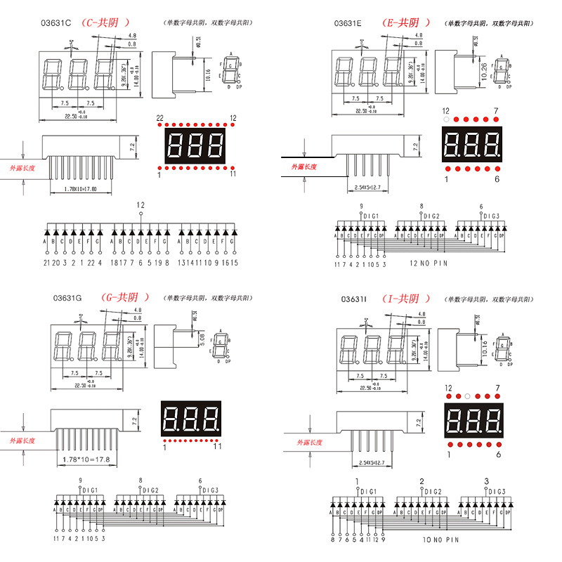 3位七段数码管0.36寸_现货可拍_红色等各色_JM-S03631A-B线路-阿里巴巴