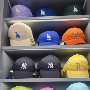 MLB韩国帽子CP66大标NY棒球帽男女同款软顶LA可调节四季防晒帽子-阿里巴巴