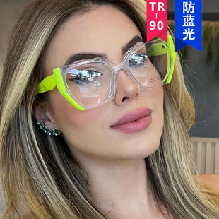 拼色撞色眼镜框TR90新款简约防蓝光平光镜跨境欧美ins眼镜架女士-阿里巴巴