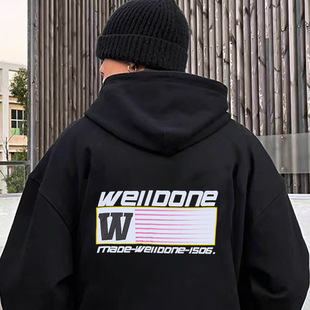 WE11DONE TRACK小众潮牌美式宽松设计感男士情侣加厚连帽卫衣女潮-阿里巴巴