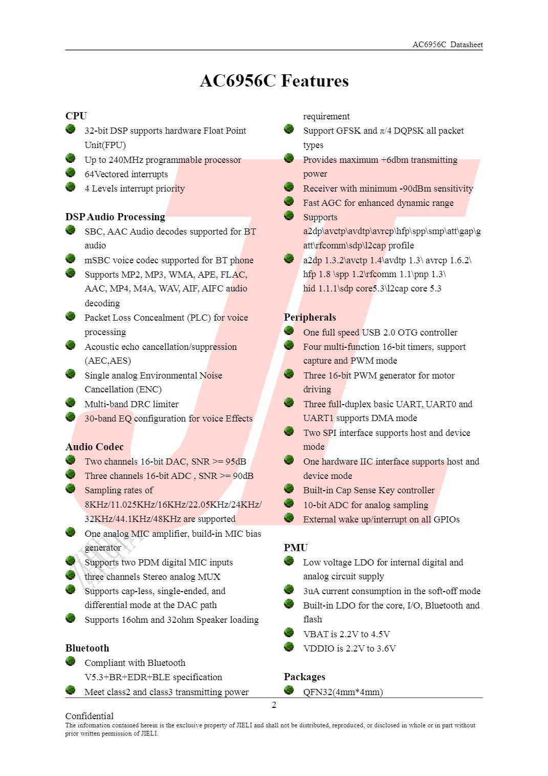 原装正品 JL 杰理芯片 蓝牙芯片 AC6956C4 AC6956C8 音箱耳机音频-阿里巴巴