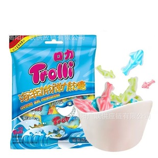 批发Tiolli口力海洋动物鲨鱼造型橡皮糖软糖儿童休闲零食糖果100g-阿里巴巴
