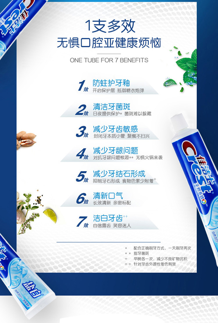 佳洁士(Crest) 牙膏盐白（清凉薄荷香型）90g/140g/200g优惠装-阿里巴巴