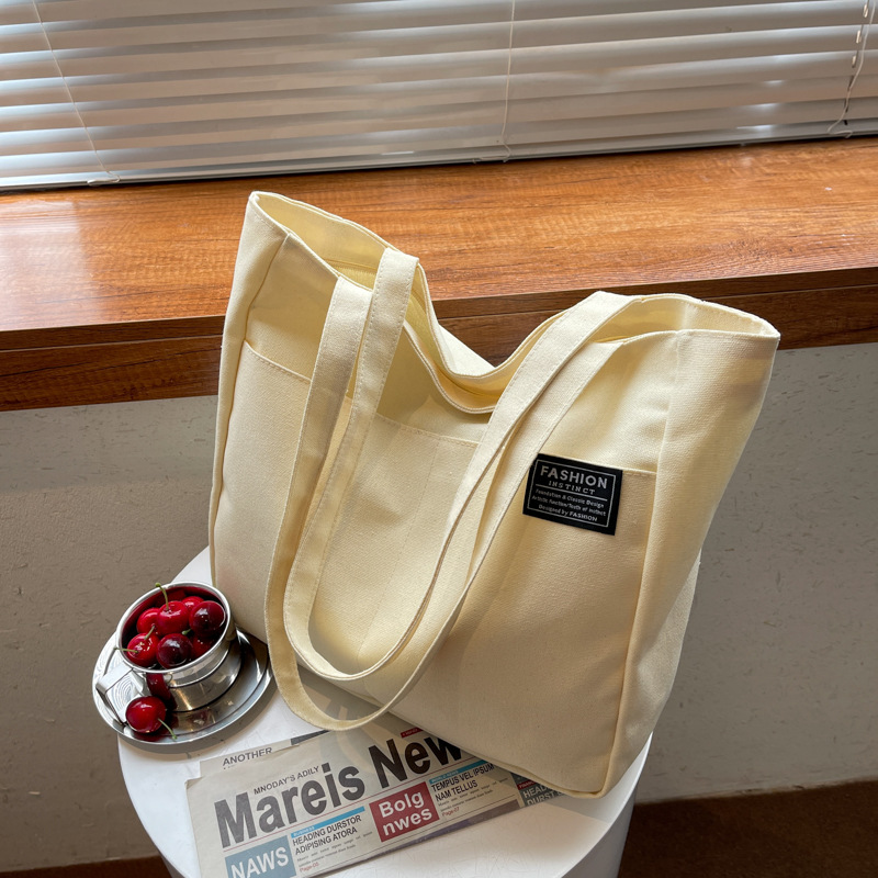 Solid Canvas Handbag 2022 new campus retro single shoulder bag Student ...