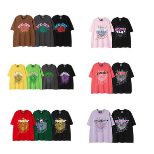 Sp5de短袖蜘蛛网555555发泡印花短袖t恤男女美式嘻哈明星同款高街-阿里巴巴