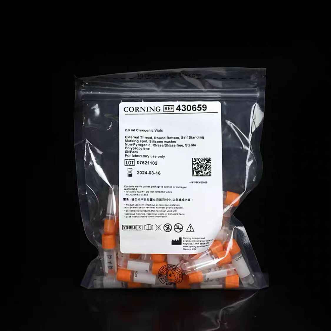 康宁冷冻管430488/430658/430659/430663冻存管无酶无热源 耐低温-阿里巴巴
