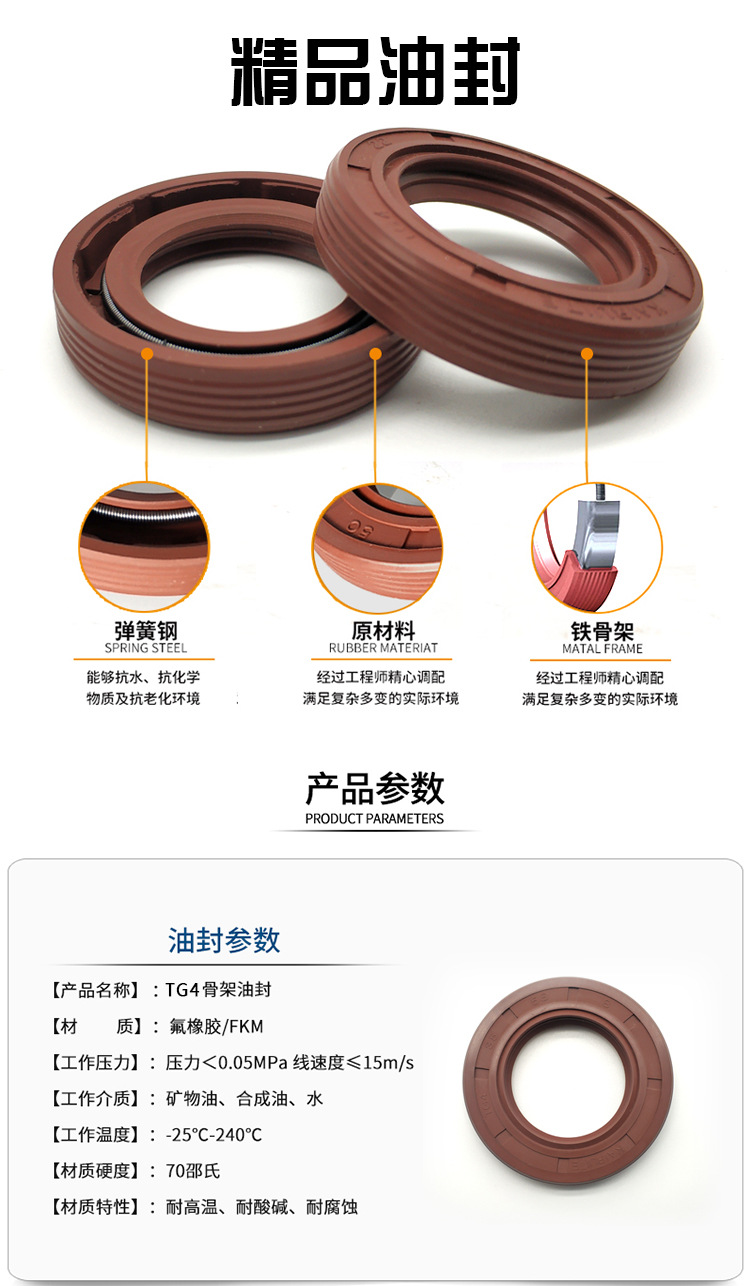 氟胶骨架油封内径24~30耐高温耐腐蚀耐磨TG4外螺纹TC骨架油封水封-阿里巴巴