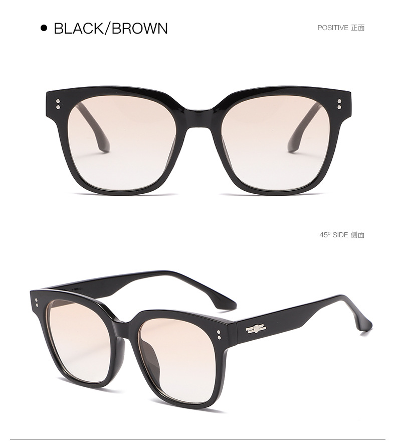落日色眼镜黑框茶色渐变腮红墨镜女ins风太阳镜潮紫外线UV400-阿里巴巴
