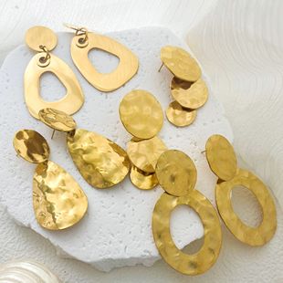 跨境时尚欧美不锈钢镀金几何百搭耳环 精致重工INS风饰品耳饰批发-阿里巴巴