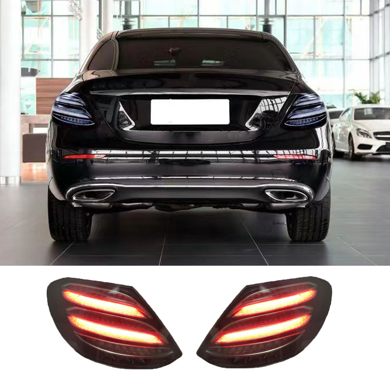 适用于奔驰E级16-18年人气改装12vLED新料PC流光转向刹车左右尾灯-阿里巴巴