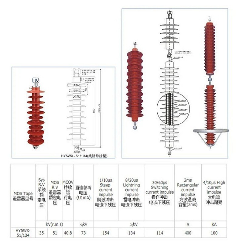户外交流避雷器,AC10kV,17kV,硅橡胶,50kV,不带间隙YH10WS-17/50-阿里巴巴