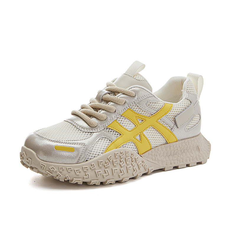 真皮阿甘鞋女2025夏季新款厚底网面透气运动鞋女休闲舒适老爹鞋女-阿里巴巴