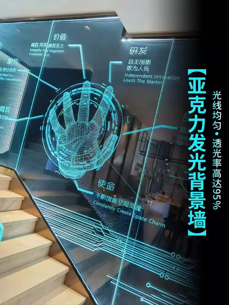 亚克力导光板激光镭射图案商场指示吊牌展会展示户外背景墙发光板-阿里巴巴