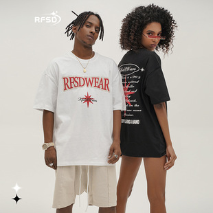 RFSD男装|美潮英文印花T恤2023春夏新品潮牌版型230g纯棉短袖男女-阿里巴巴