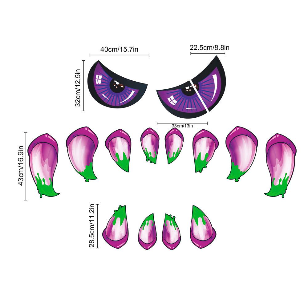 HW036跨境万圣节怪兽门贴大眼晴獠牙车库PVC门贴节日装饰墙贴-阿里巴巴